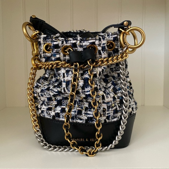 Charles & Keith | Bags | Charles Keith Dancer Tweed Drawstring Bucket ...